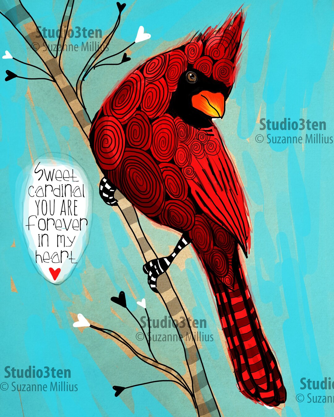 Sweet Cardinal, Cardinal Print, Cardinal as Guardian Angel, Print With ...
