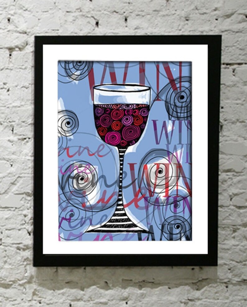 Wine print wine glass art red wine print for wine lover | Etsy