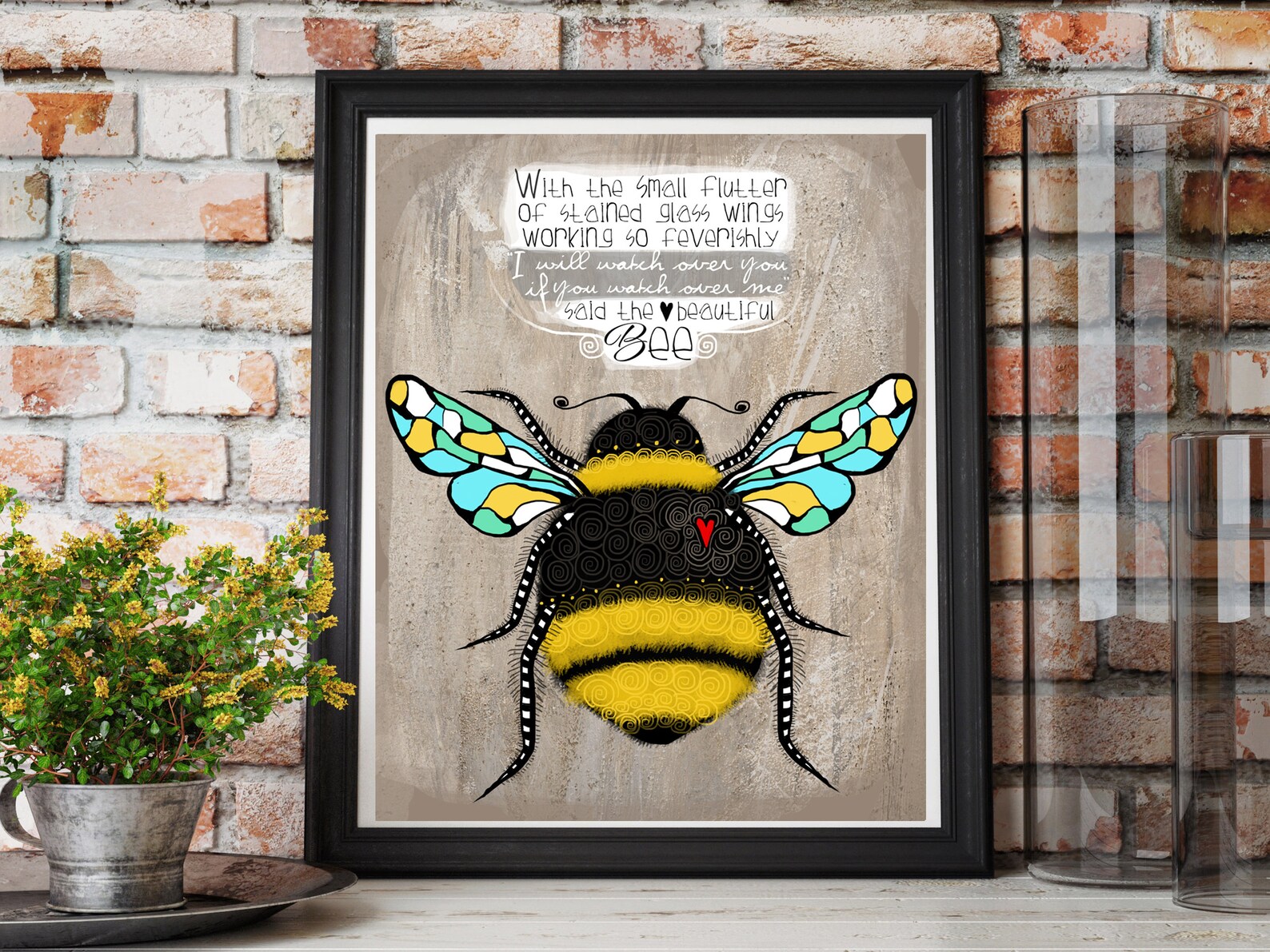 Bee Print Bee Art Print With Bee Honey Bee Bumble Bee - Etsy