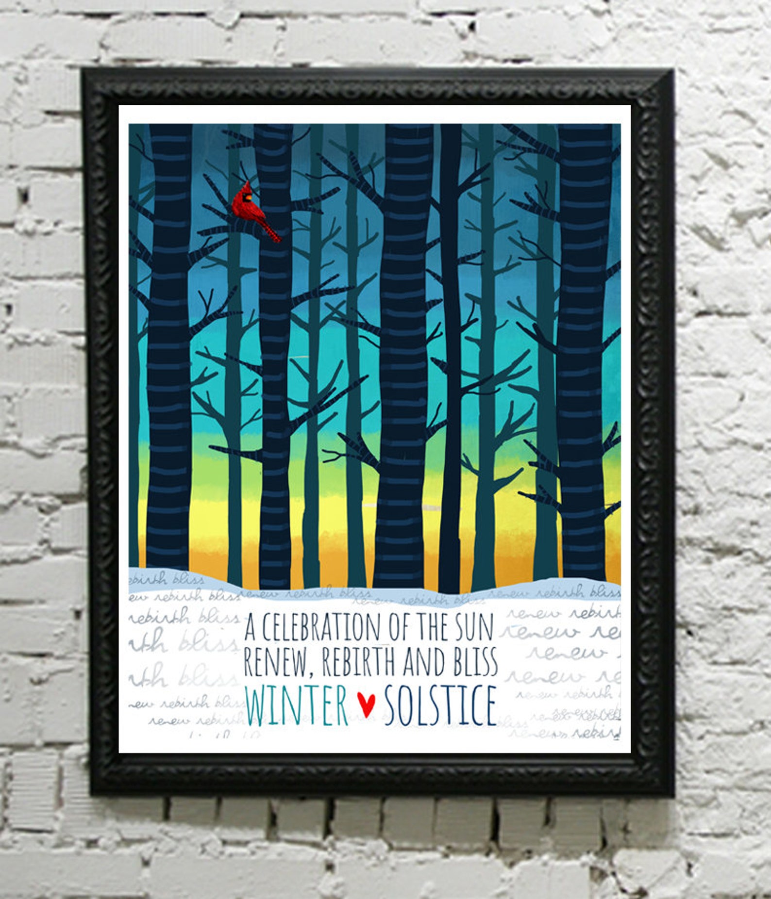 Winter Solstice Art Winter Solstice Print Cardinal in Tree - Etsy