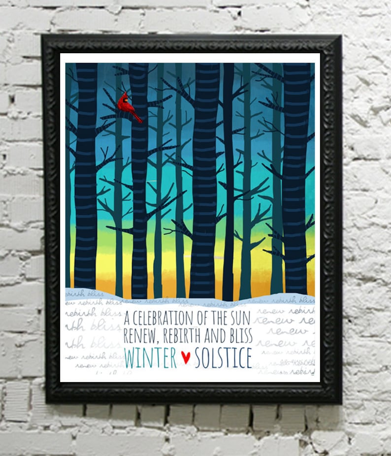 Winter Solstice Art Winter Solstice Print Cardinal in Tree - Etsy