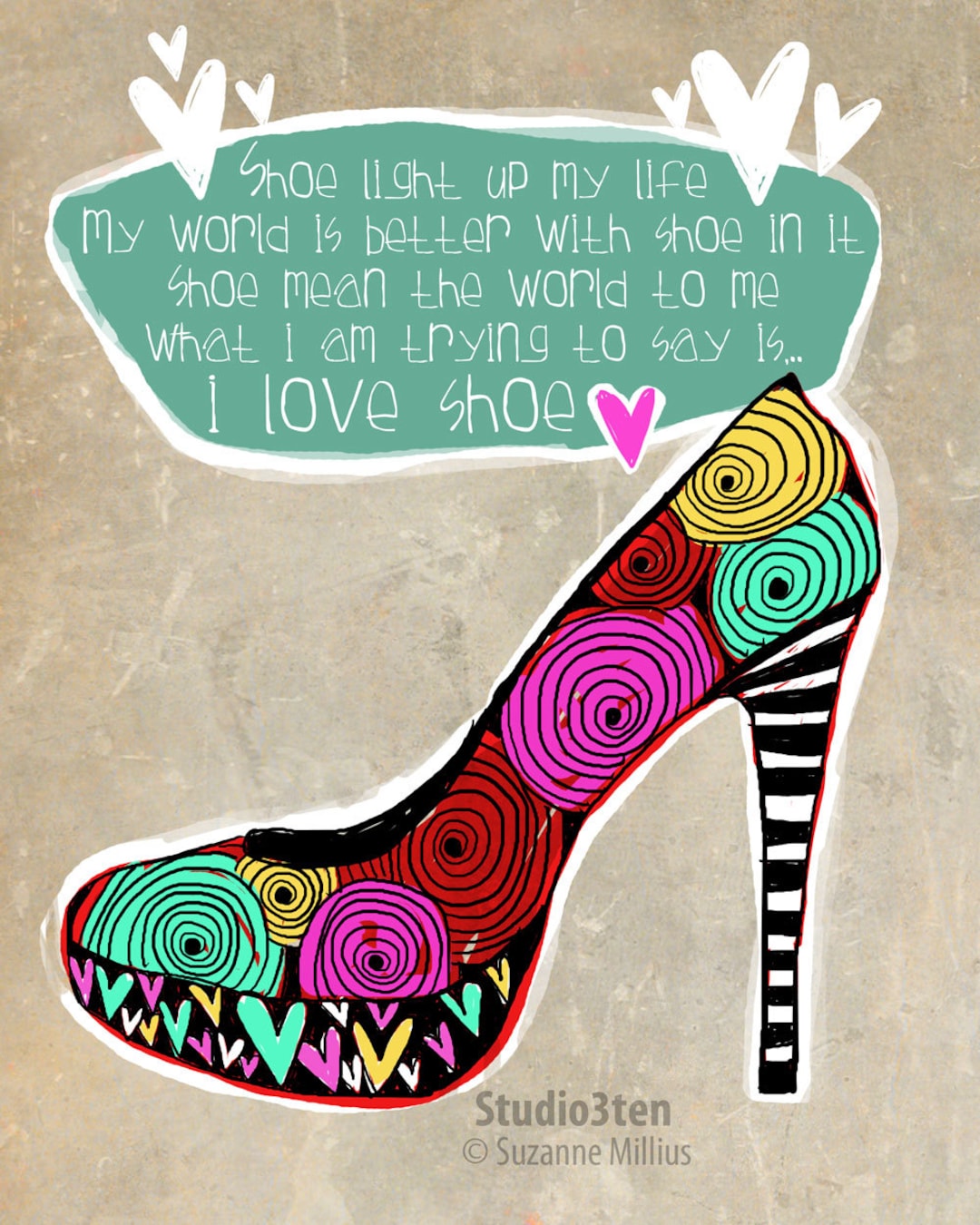 I Love Shoe /shoe Love/ Original Illustration ART Print Hand SIGNED Size 8 X 10, - Etsy