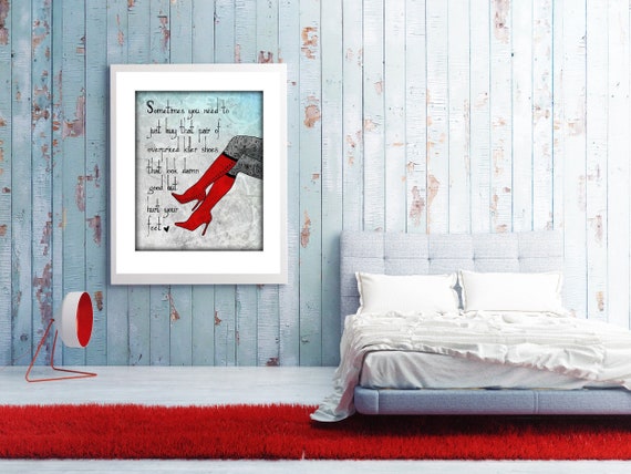 Red Boots shoe lover boot lover print about shoes art | Etsy