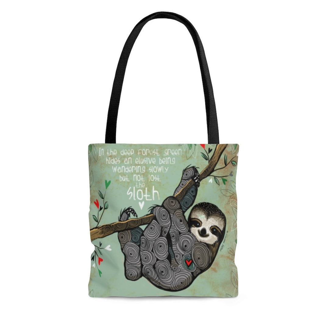 Sloth Bag, Sloth Tote Bag, Sloth Art, Sloth Print, Gift for Sloth Lover ...