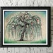 Weeping Willow Print, Weeping Willow Art, Weeping Willow With Cardinal ...