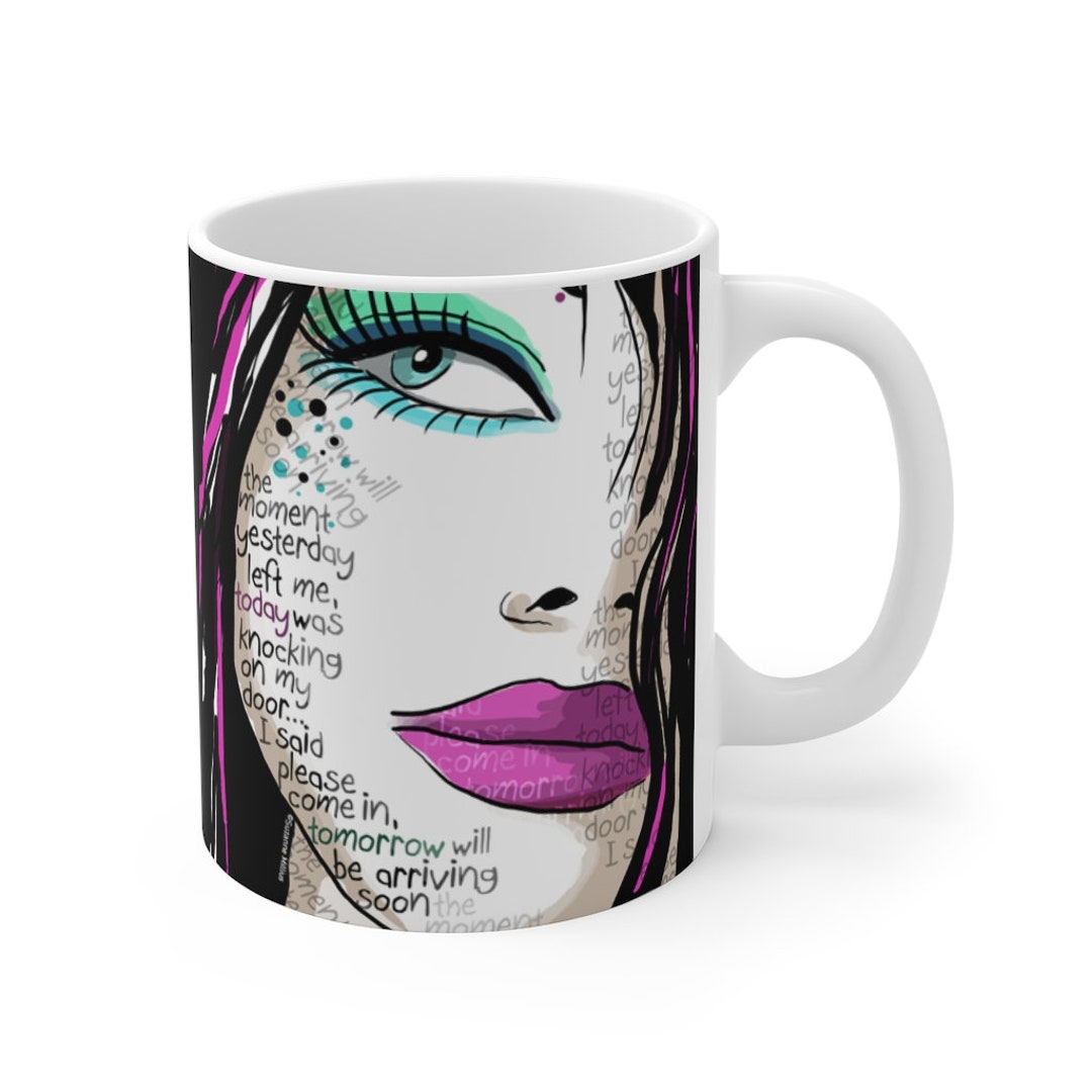 Time, Punk Rock Mug, Poem About Time, Live in the Moment Mug, Pink Hair ...