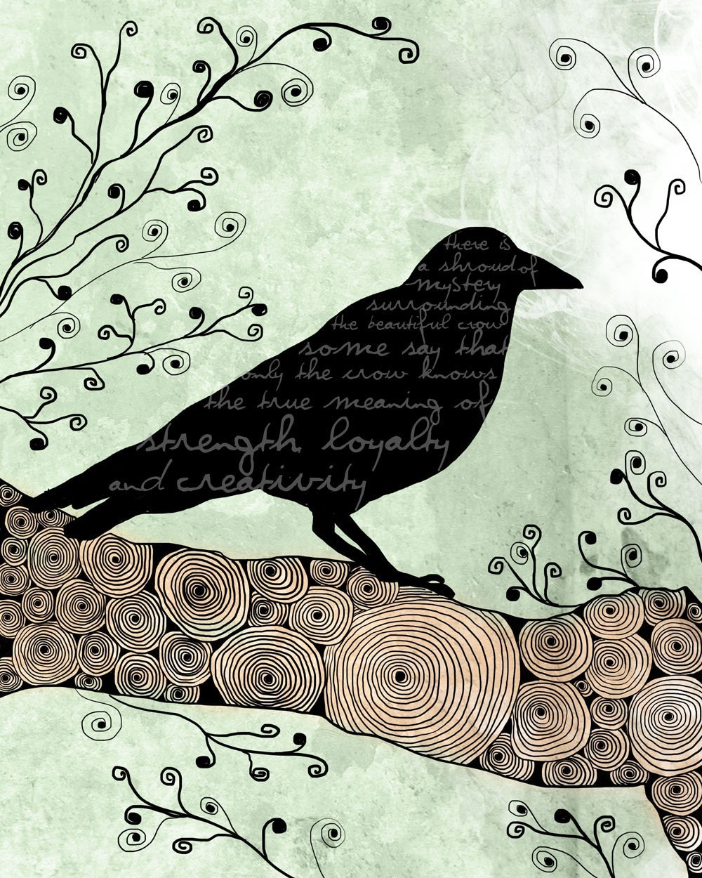 Crow Print, Raven, Crow Art, Crow Painting, Crow With Hearts, Gift for ...