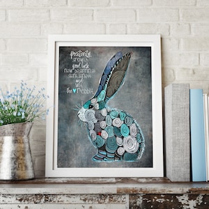 Rabbit Art, Rabbit Print, Art With Rabbit, Rabbit Painting, Bunny Art ...