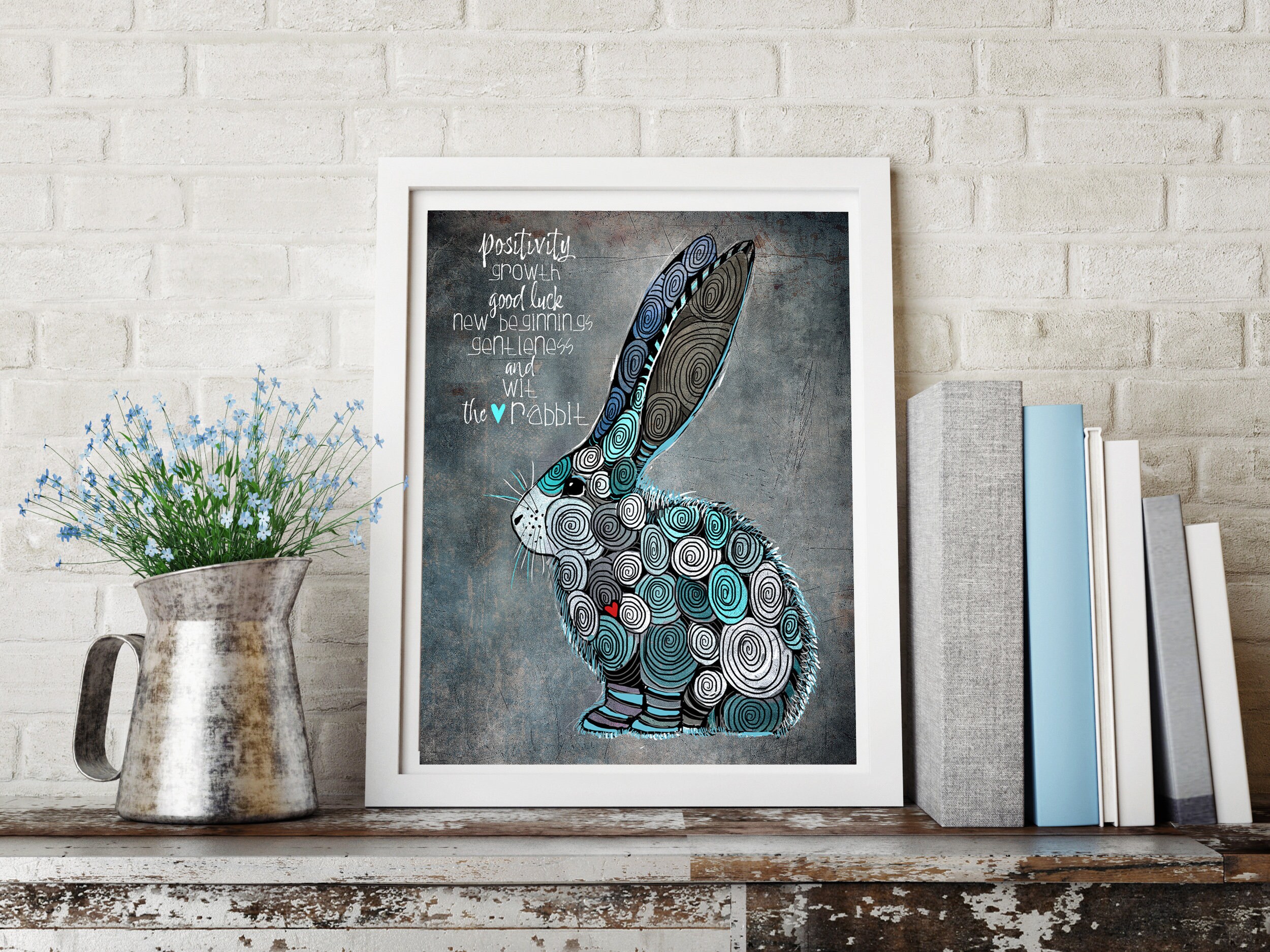 Rabbit Art, Rabbit Print, Art With Rabbit, Rabbit Painting, Bunny Art ...