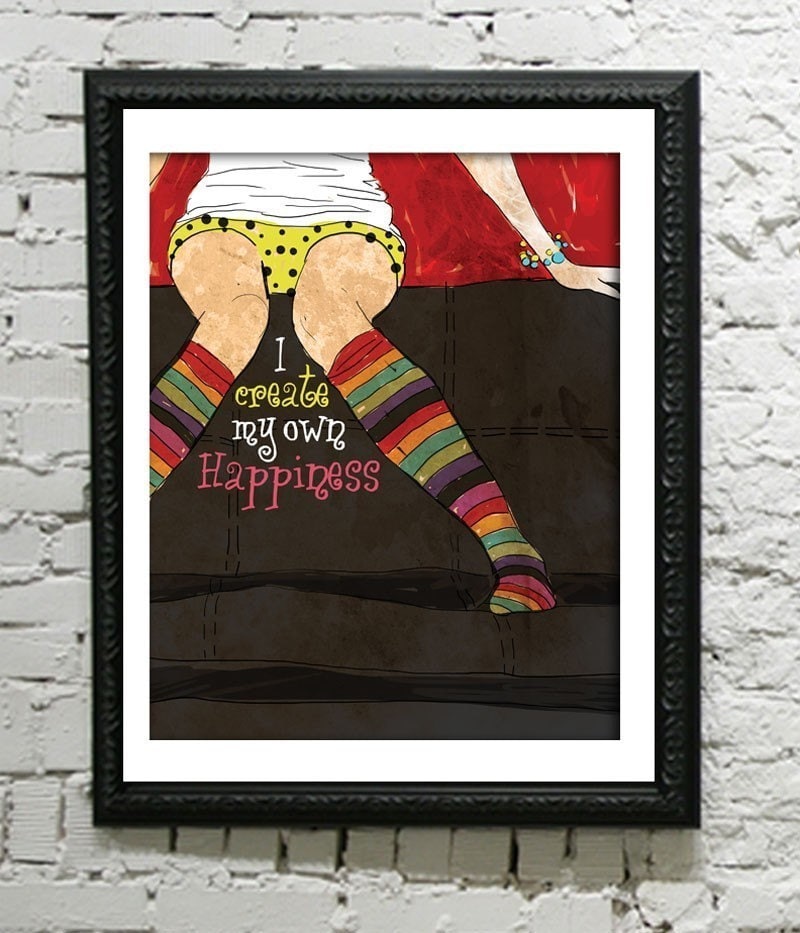 I Create My Own Happiness, Happy Print, Inspirational Art, Gift for ...