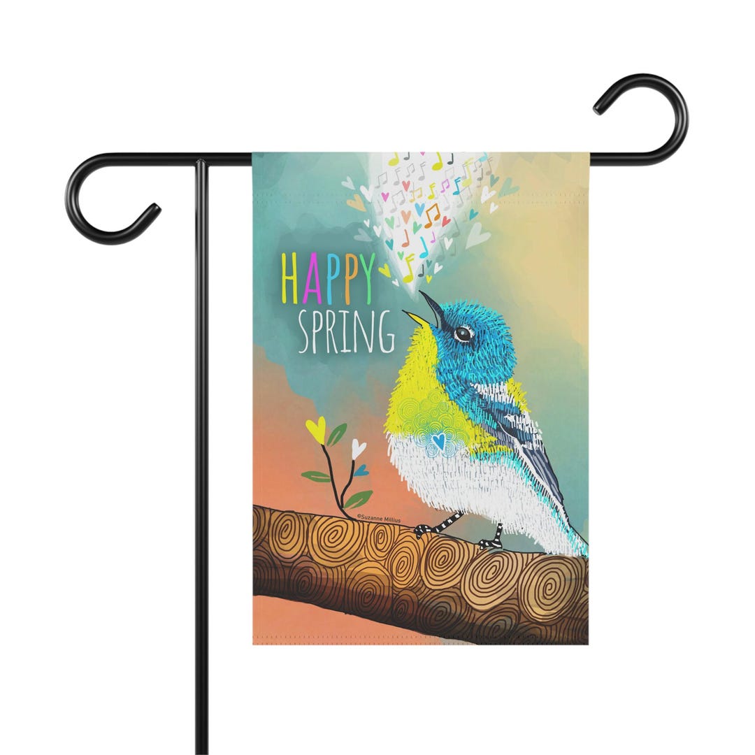 Spring Garden Flag, Bird Singing, Spring Yard Flag, Bird Yard Flag ...