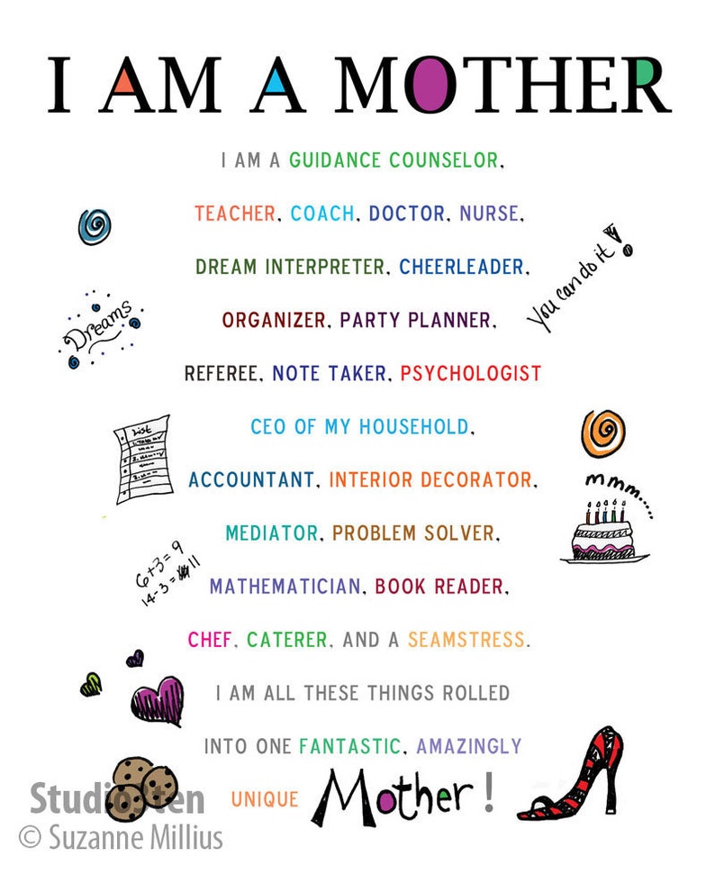 I Am A Mother Poem Illustrated Signed 8 X 10 Print CLICK - Etsy
