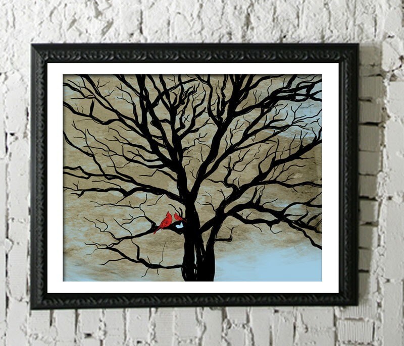 Lucky Red Tree at Dusk - Part 2 / Original Illustration ART Print ...