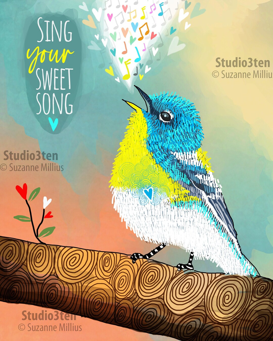 Sing Your Song, Happy Print, Bird Singing, Gift for Singer, Northern ...