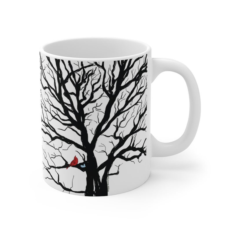Cardinal in Tree Coffee Cup, Cardinal in Branches, Cardinal as Sign ...