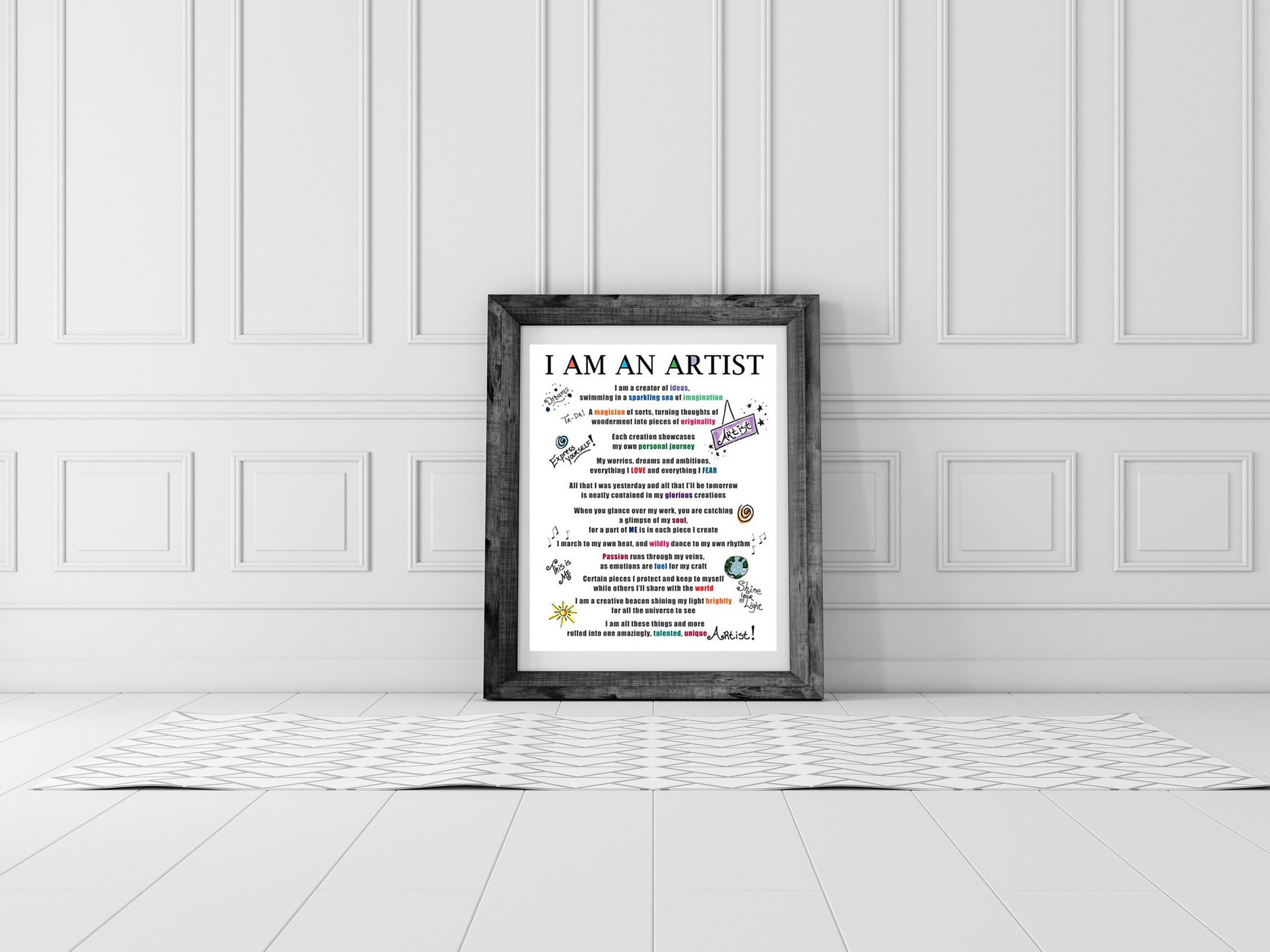 I Am An Artist artist mantra poem about artists gift for | Etsy