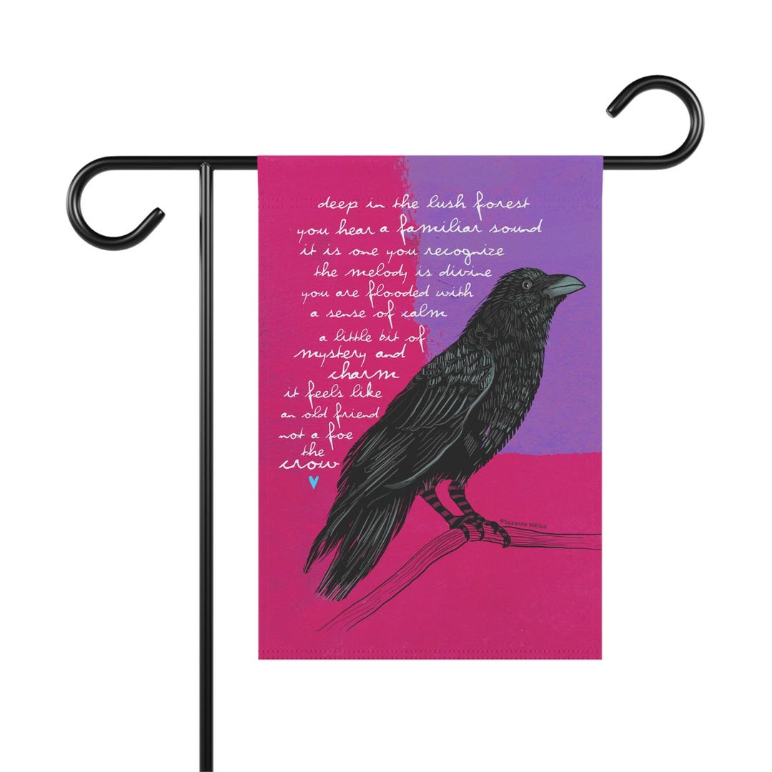 Crow Garden Flag, Crow Sign, Crow as Sign, Crow Gift, Gift for Crow ...