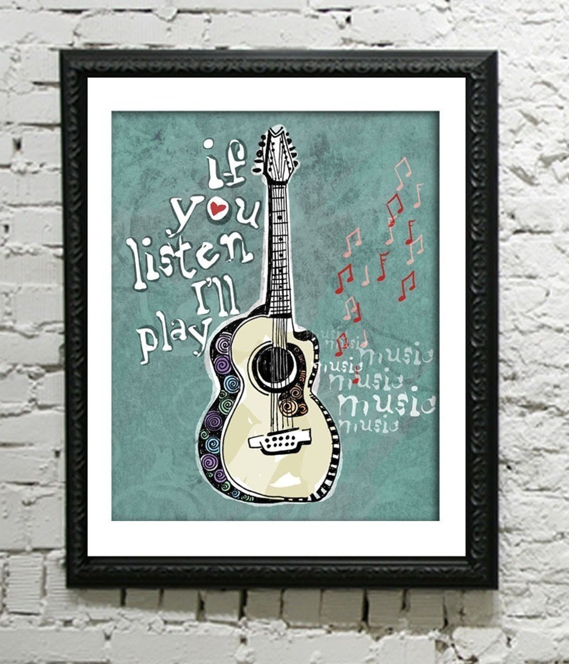 Guitar Print, Guitar Artwork, Print With Guitar, Guitar Poem, Gift for ...