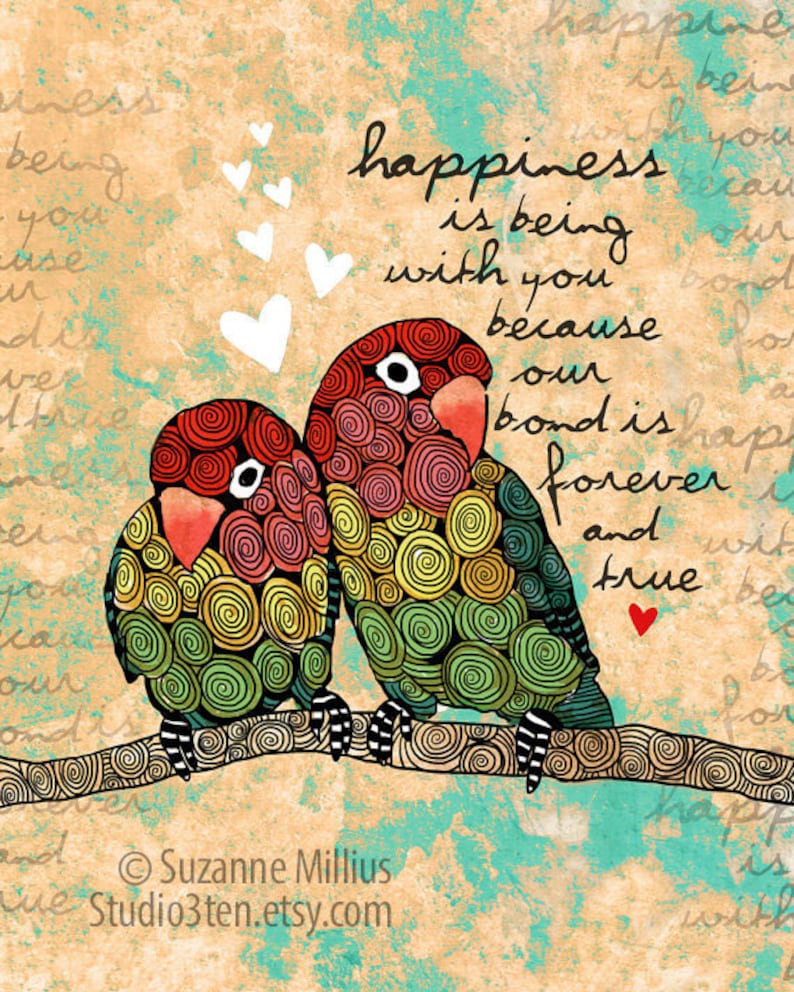 Parrot Print, Parrot Art, Love Birds Print, Love Bird Art, Love Print ...