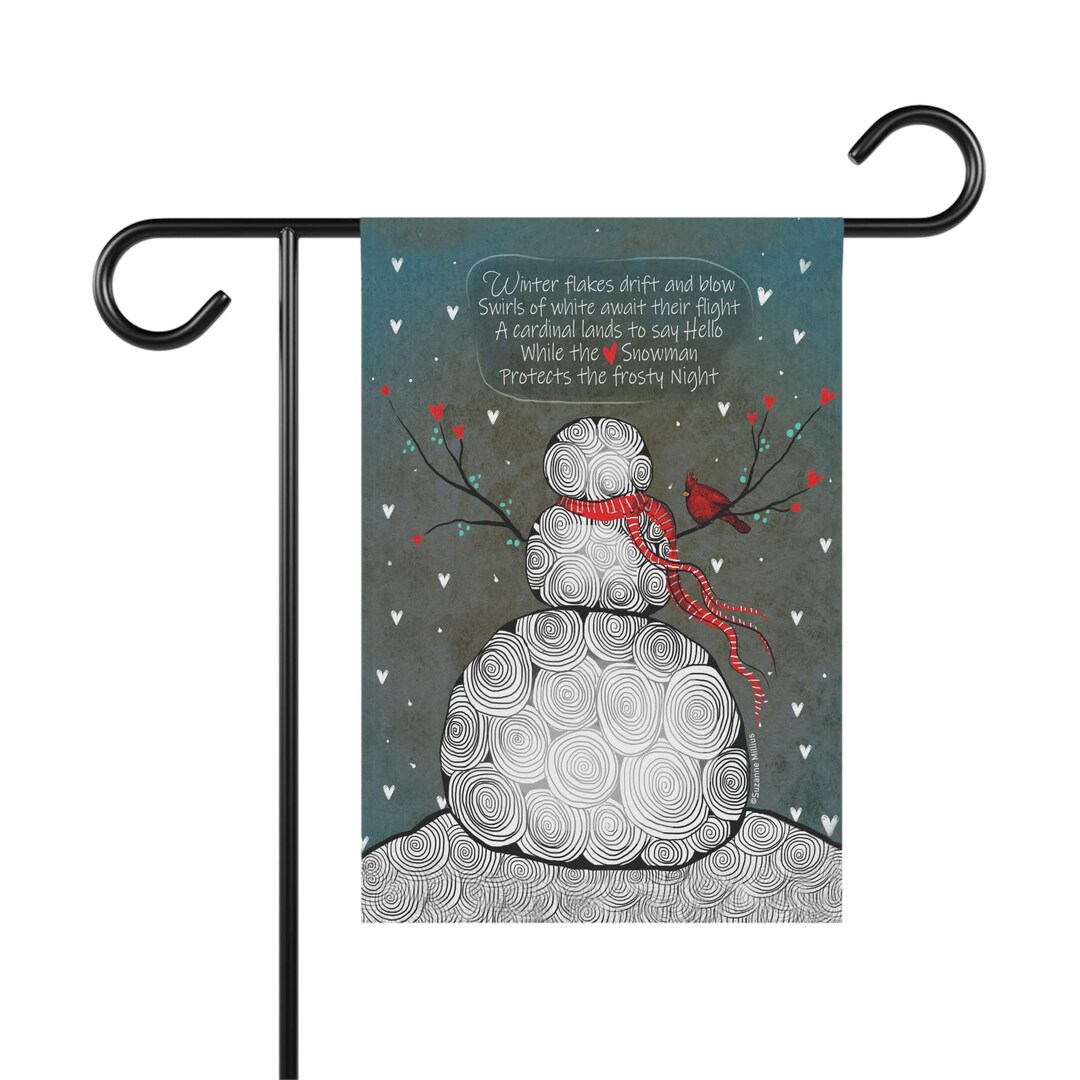 Snowman Flag, Snowman Garden Flag, Cardinal and Snowman, Christmas Flag ...