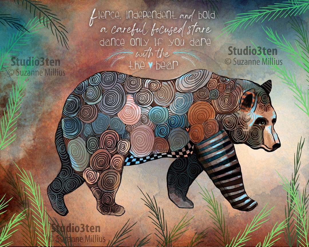 Bear Art, Bear Print, Bear, Bear Drawing, Bear Painting, Bear Lover ...