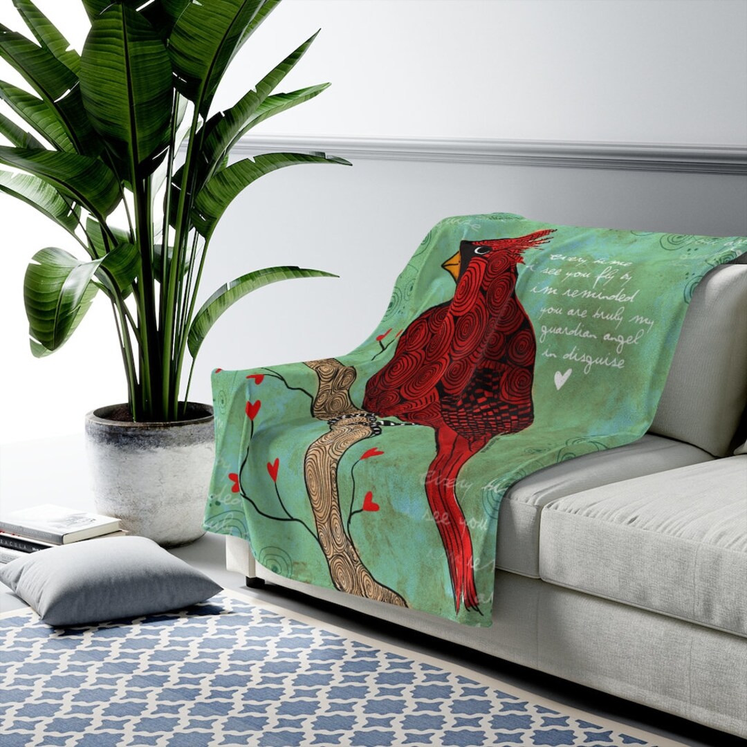Cardinal Blanket, Cardinal Watching Over, Birds as Protectors, Plush ...