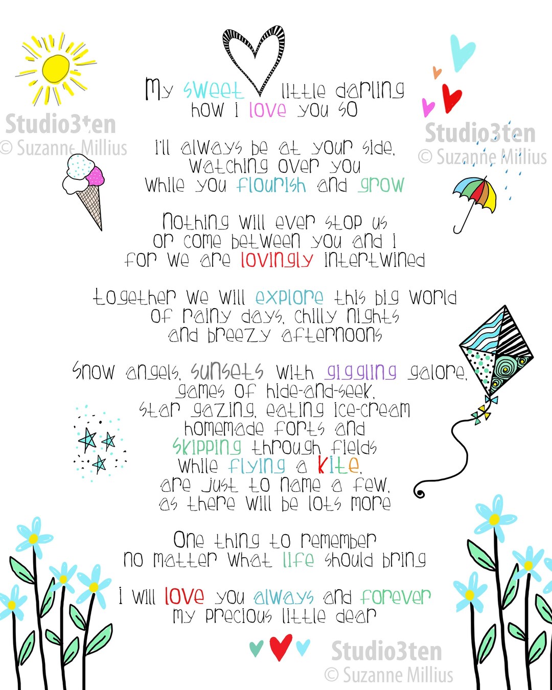 My Sweet Darling, Baby Poem, Original Poem Child, White Theme, Nursery ...