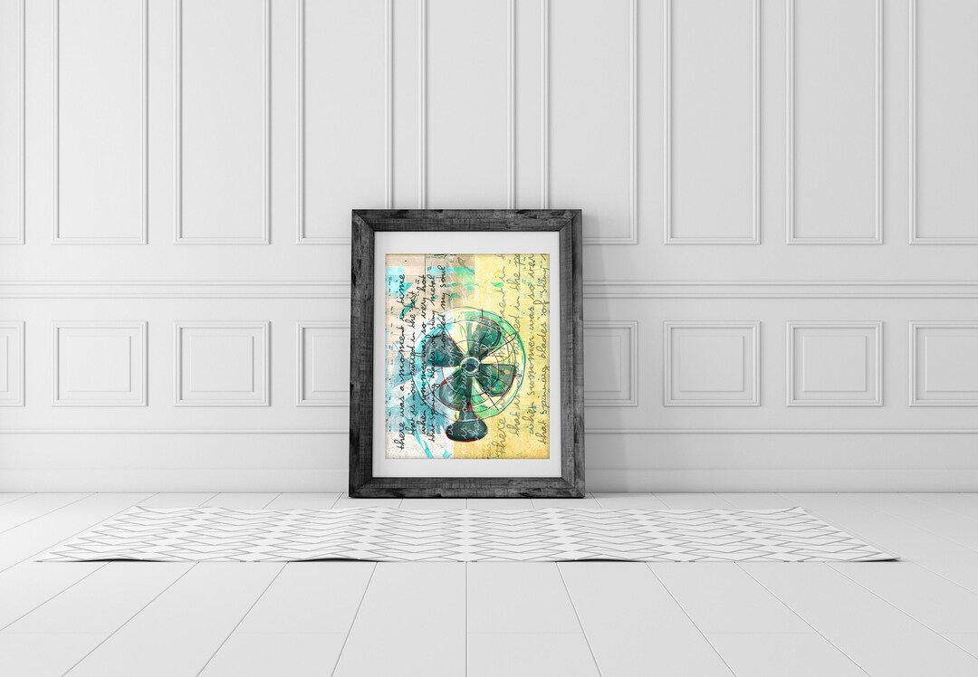 Fan Print, Vintage Fan, Print for Sun Room, Vintage Print, Yellow Print ...