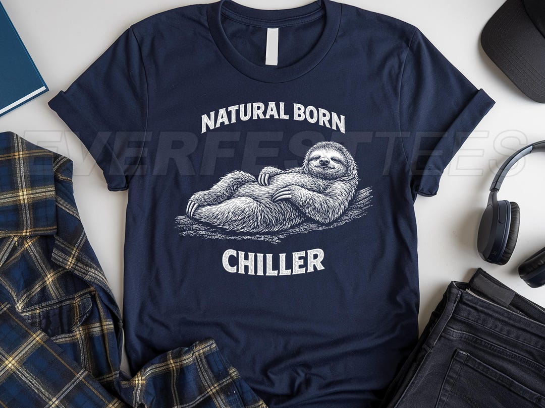 Natural Born Chiller Funny Sloth Shirt, Sarcastic Sloth Meme Shirt ...