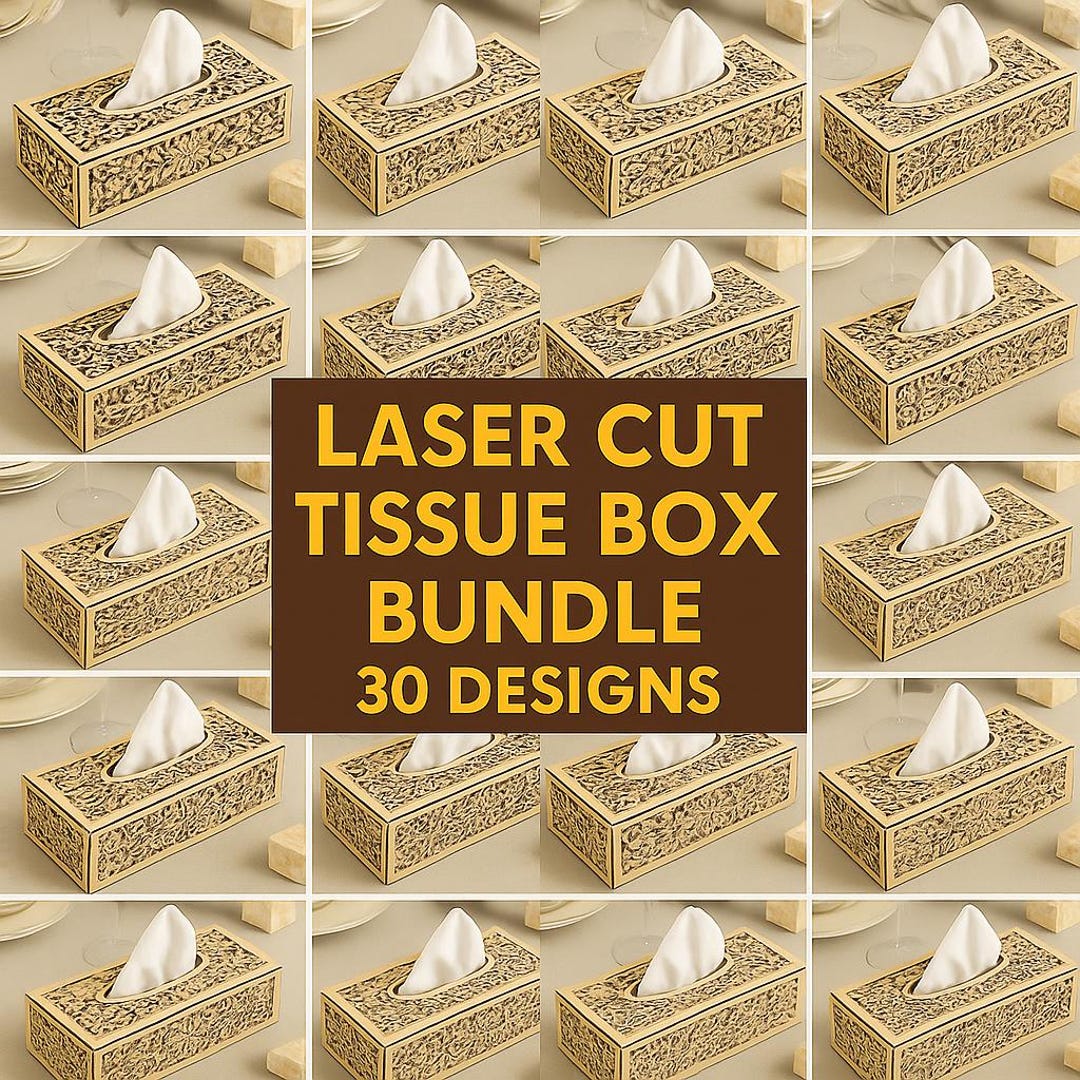 Laser Cut Tissue Box SVG Bundle | 30 Floral, Geometric Patterns ...