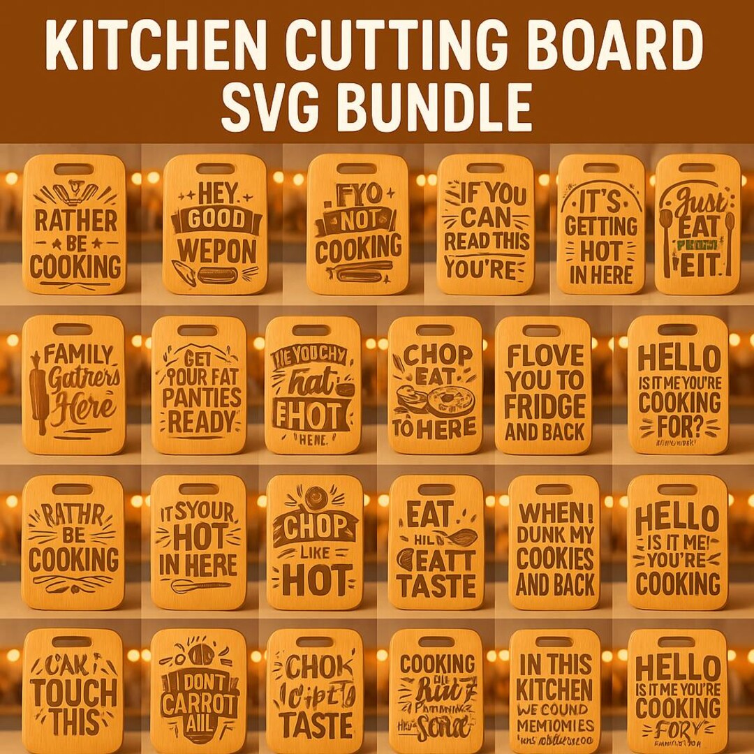 Funny Kitchen Quotes SVG Bundle | Cutting Board Laser Engraving Designs ...