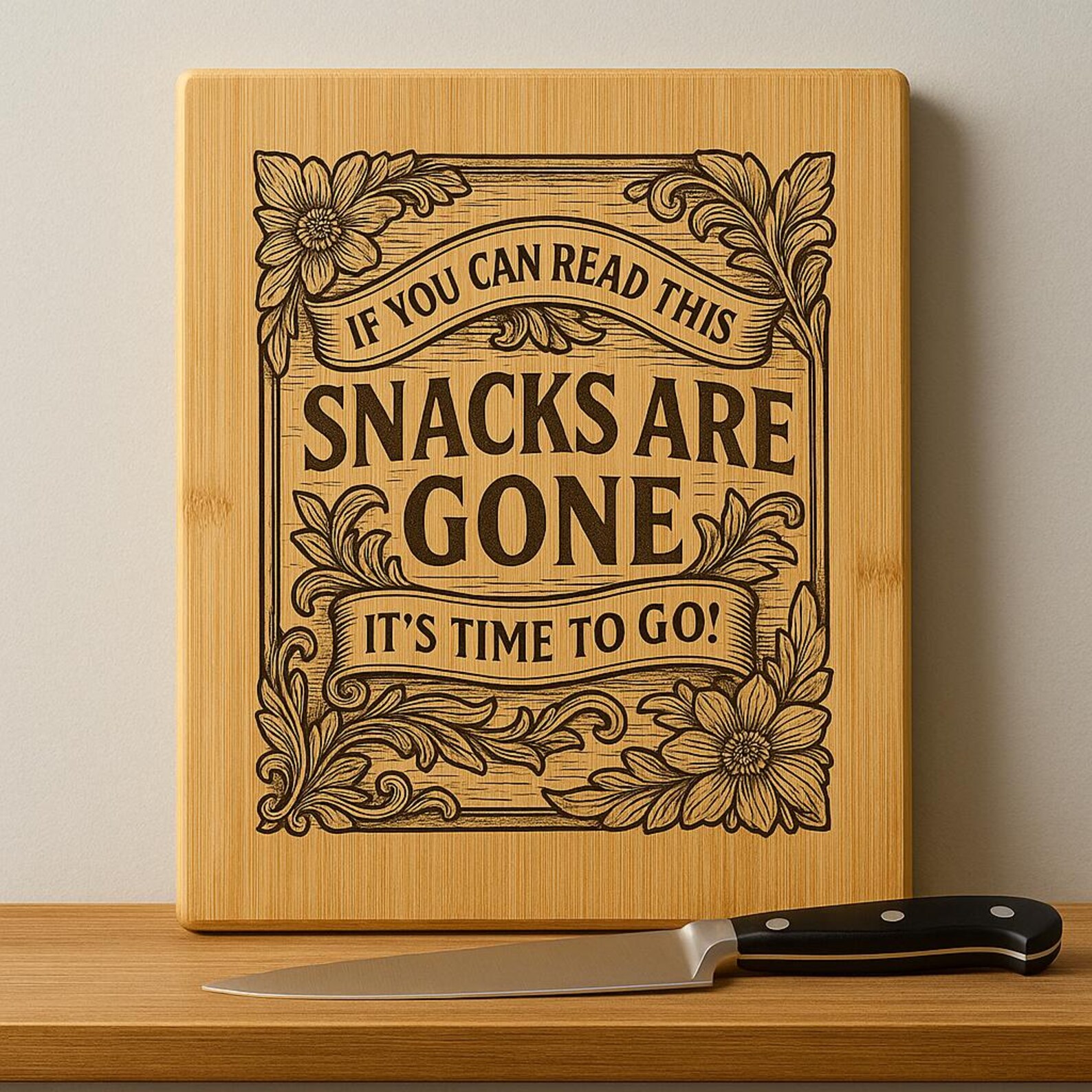 Snacks Are Gone, Cutting Board Decor Laser Engraving File SVG ...