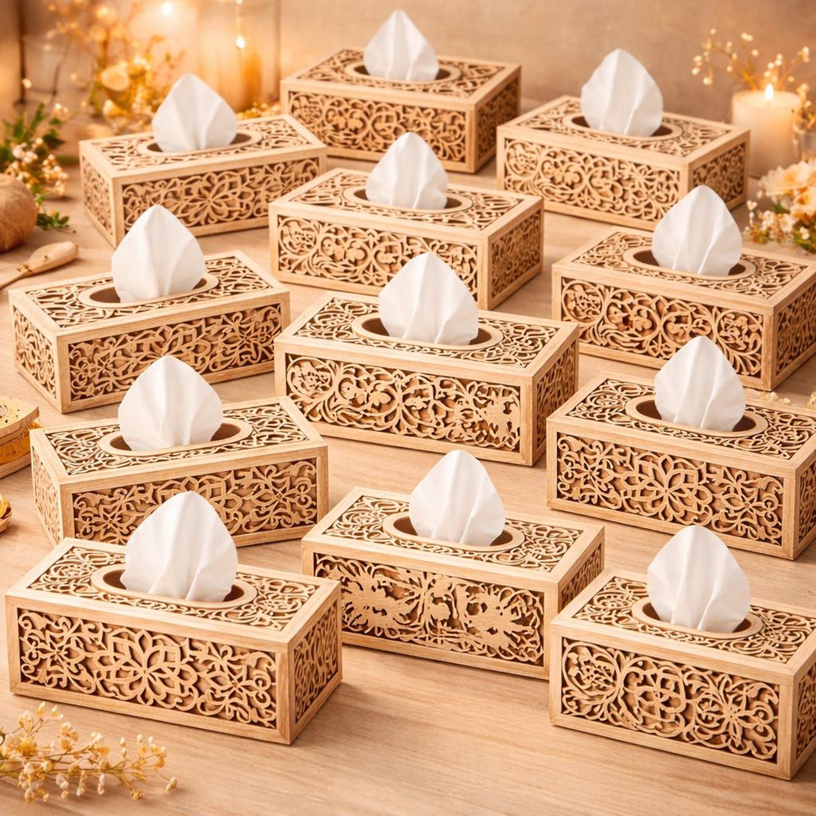 Laser Cut Tissue Box SVG Bundle | 30 Floral, Geometric Patterns ...