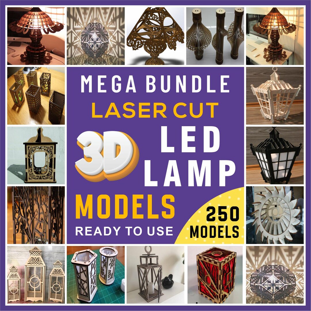 Laser Cut 3D Lamp Models Bundle | 250+ Svg Dxf Files for Laser & CNC ...