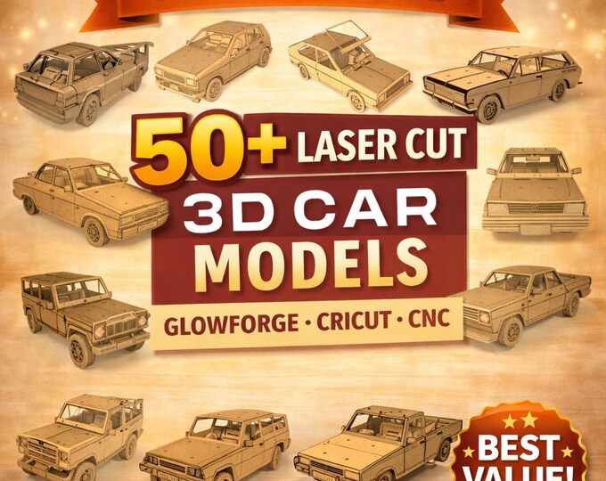 50+ Laser Cut 3D Car Models Bundle SVG | Glowforge Cricut CNC Files ...
