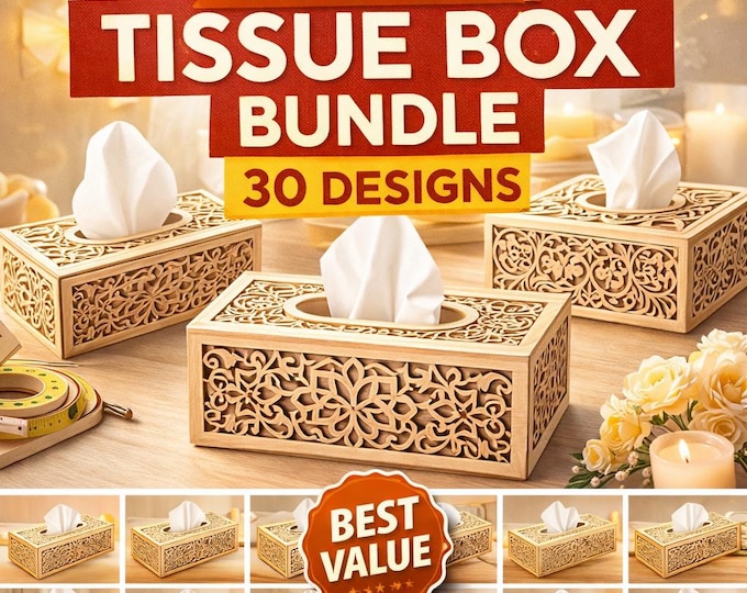 Laser Cut Tissue Box SVG Bundle | 30 Floral, Geometric Patterns ...