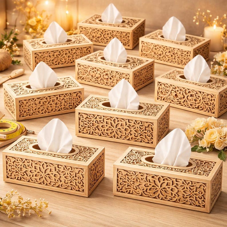 Laser Cut Tissue Box SVG Bundle | 30 Floral, Geometric Patterns ...