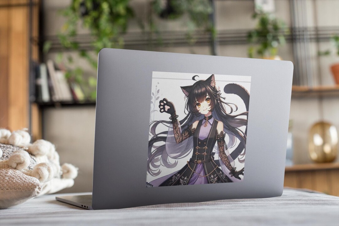 Goth Cat Girl Sticker Japanese Women Sticker Magna Catgirl Vinyl Decal ...