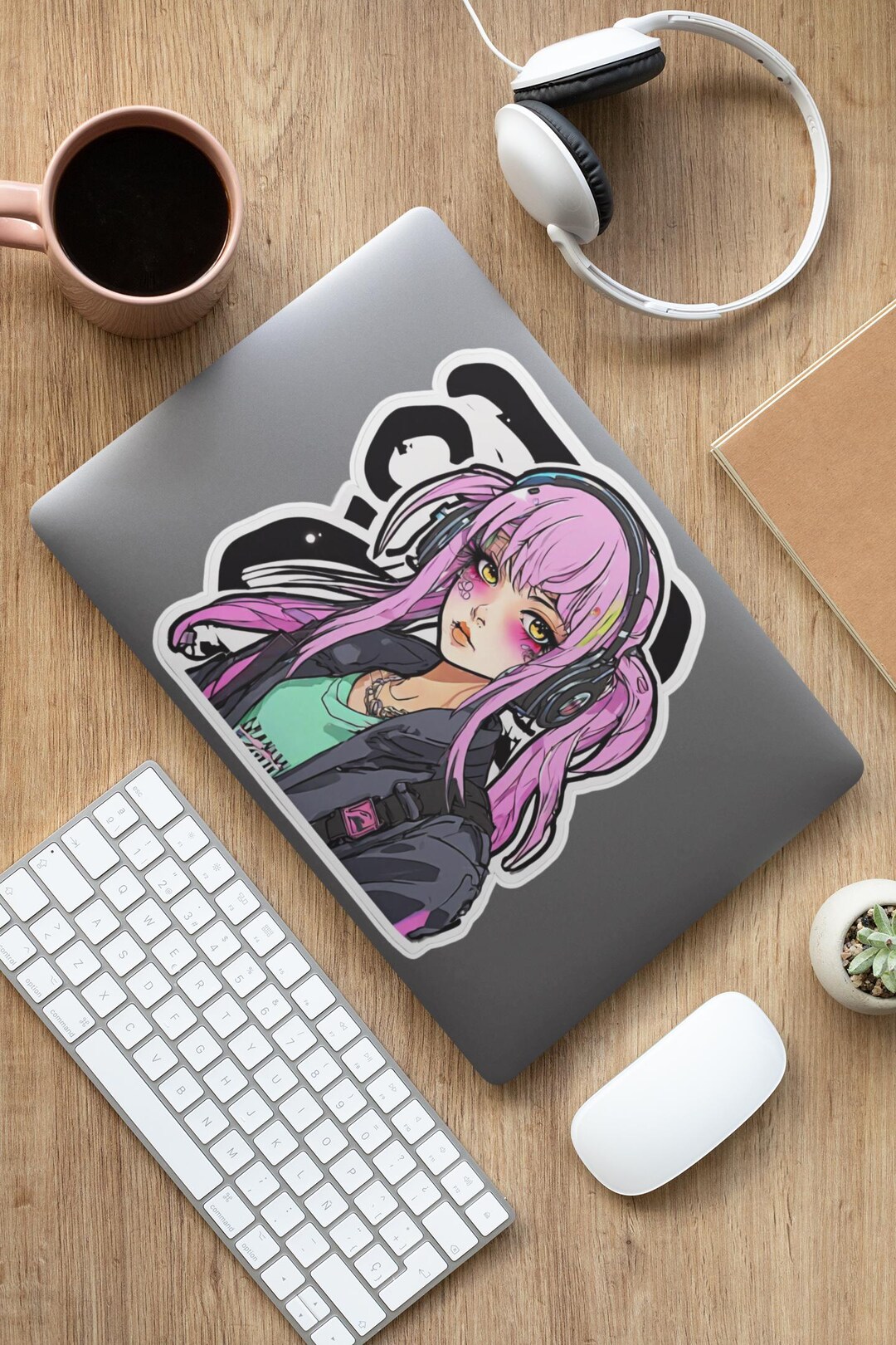Cyberpunk E-girl Sticker Streetwear Anime Vinyl Decal, Glitchcore ...