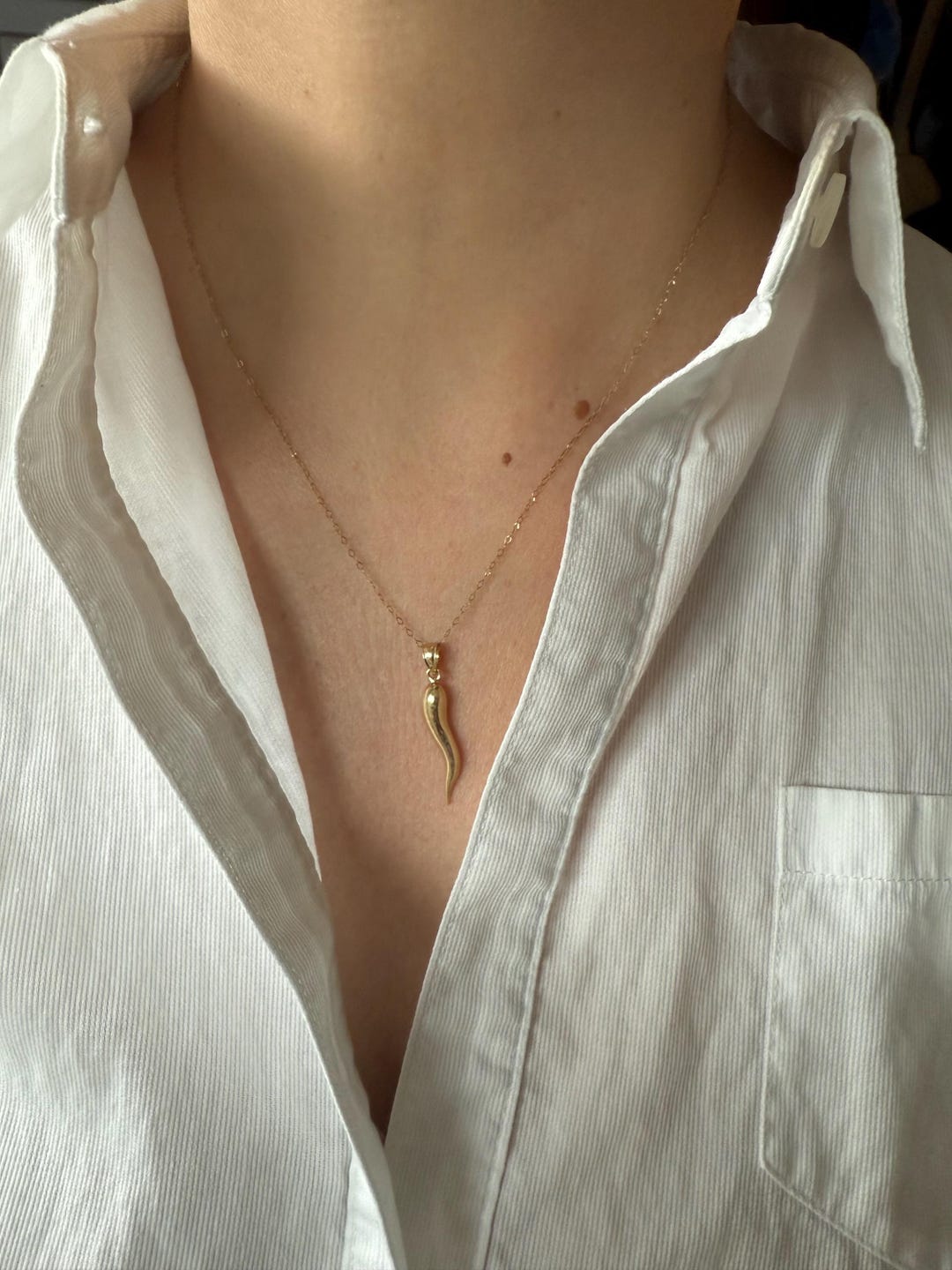 Solid 14k Gold Italian Cornicello Necklace – Good Luck Pepper 3.10g ...