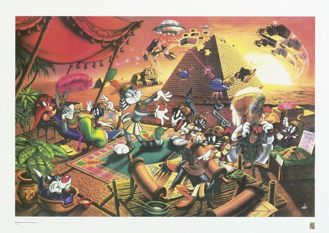 Warner Bros. Looney Tunes Pyramid Scheme Lithograph Wall Artwork Poster ...