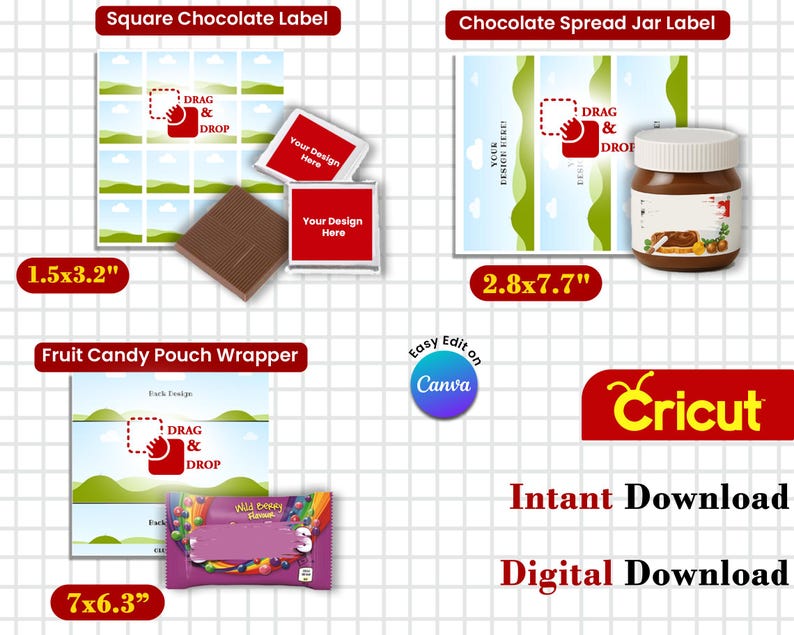 Chocolate Bar Wrapper Template Bundle: Canva Label, Party Favors ...