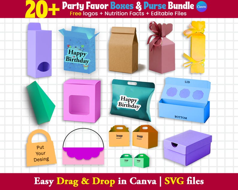 20+ Mega Box Bundle, Box Svg, Gift Box Template, Box Template Svg ...
