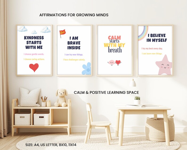 Kids Affirmation Posters Bundle | Printable Positive Wall Art for ...