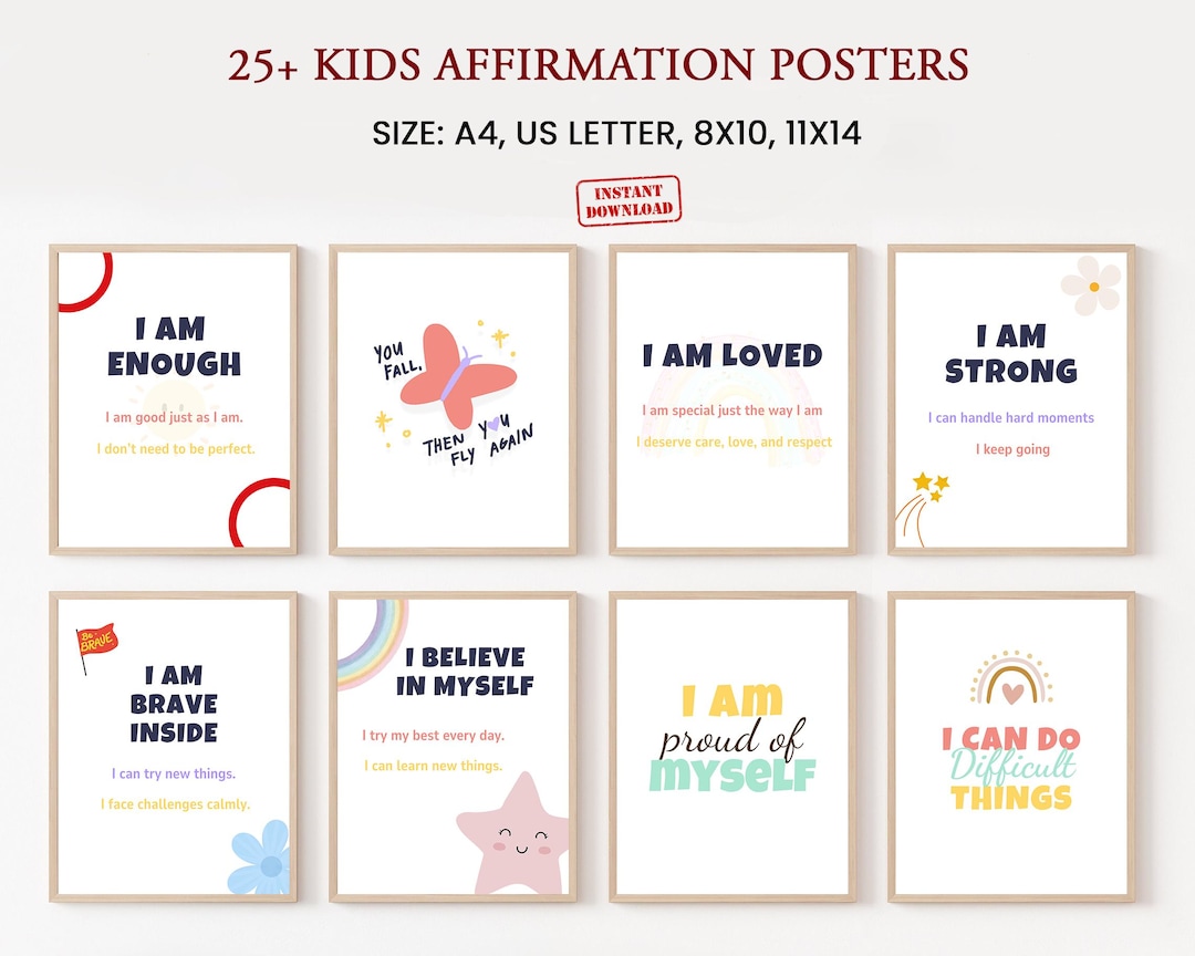 Kids Affirmation Posters Bundle | Printable Positive Wall Art for ...