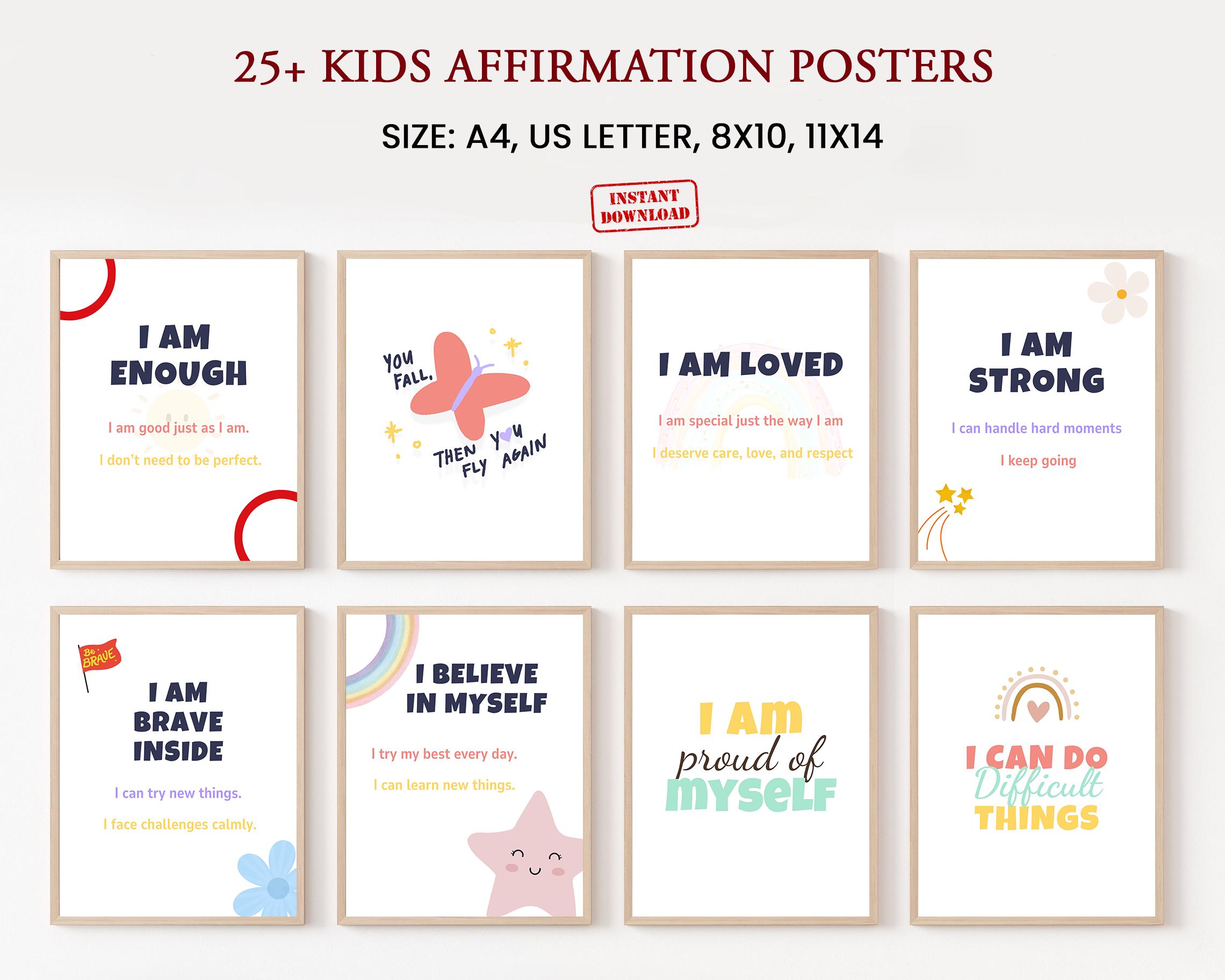 Kids Affirmation Posters Bundle | Printable Positive Wall Art for ...