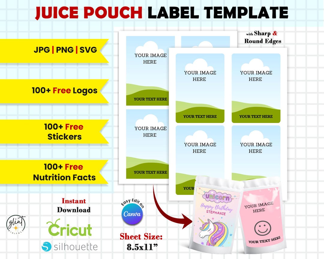 Capri Template Svg, Blank Capri Sun Template, Juice Pouch Label, Juice ...