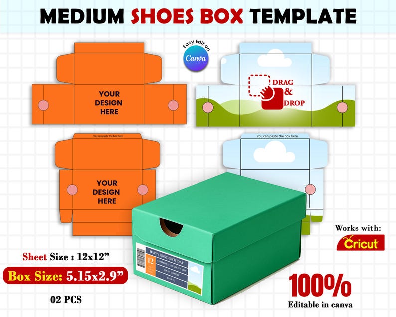 Sneaker Shoebox SVG, Mini Tiny Small Shoebox Template, Cricut or ...
