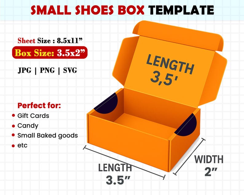 Sneaker Shoebox SVG, Mini Tiny Small Shoebox Template, Cricut or ...