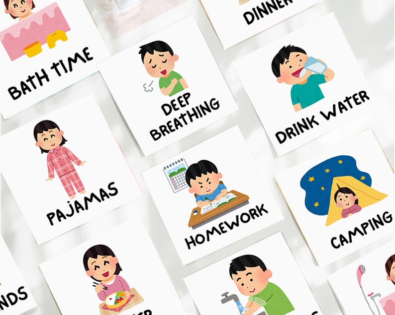 Tarjetas de rutina editables para niños / 20 gráficos visuales de ...